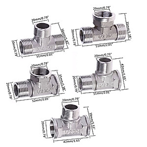 jojobasec Toilet 2 T-Valve Bidet Sprayer Shower Fitting Water Heater Live Joint Plating Three-Way Device
