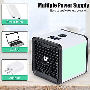 DEKBED Portable Air Conditioner, Mini AC Unit，small personal evaporating cooler, 3 speed 7 color LED lights, 4 in 1 person cooling fan touch screen, Home Room Office outdoor