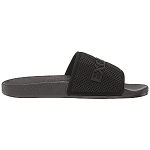 A|X ARMANI EXCHANGE Men's Mesh Rubber Logo Pool Slide Sandal, Black+Black, 7