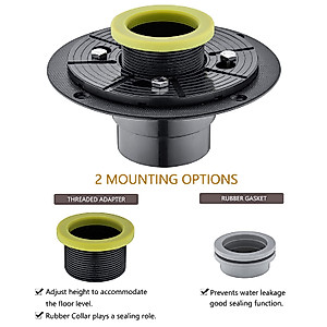 Swhyger 6 Inch Square Shower Floor Drain Brushed Brass with Flange,SUS304 Stainless Steel Gold Shower Drain Cover with Quadrato Pattern Grate Removable Hair Strainer,98738BG6-S.