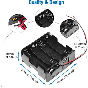 QTEATAK 2Set 8 x AA Thicken Battery Holder with I Type Wired Battery Clip Standard Snap Connector