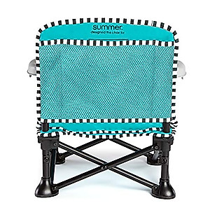 Summer by Bright Starts Pop 'N Sit Portable Booster Chair, Floor Seat, Indoor/Outdoor Use, Compact Fold, Aqua Sugar, 6 Mos - 3 Yrs