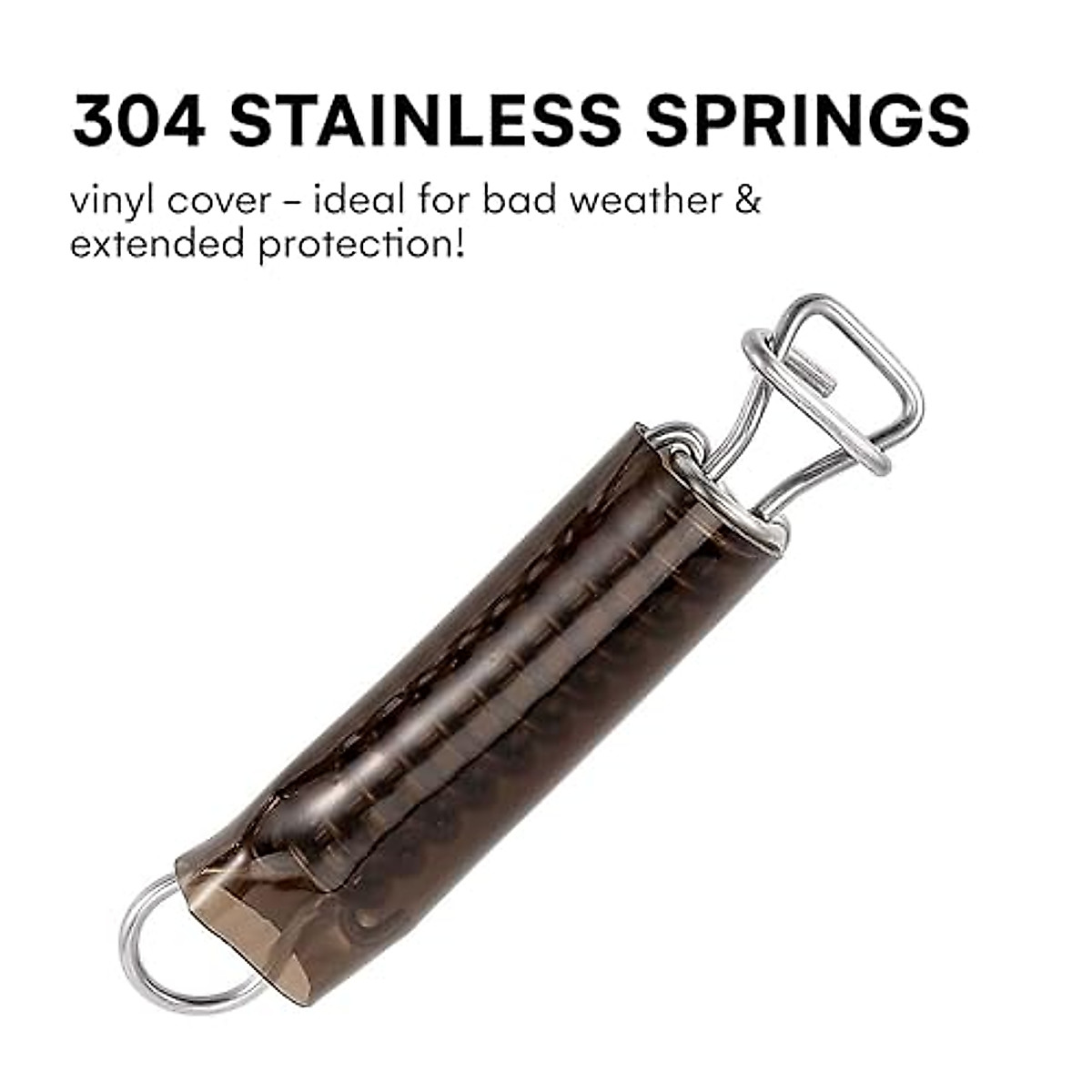Wood Grip Swimming Pool Stainless Steel Spring Covers with Stopper D Ring and Protective Vinyl Spring Cover - for Winter Safety Pool Covers - Pool Cover Springs for Inground Pools (Pack of 5)