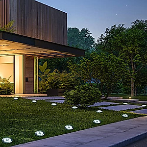 SOLPEX 12 Pack Solar Ground Lights, 8 LED Solar Powered Disk Lights Outdoor Waterproof Garden Landscape Lighting for Yard Deck Lawn Patio Pathway Walkway (White)