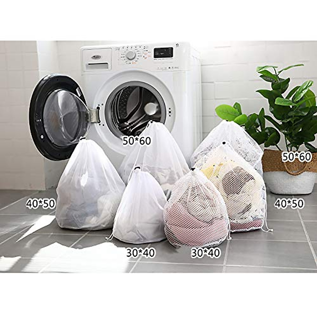 Ochine Mesh Laundry Bags Washing Bag for Delicates, Travel Storage Organize Bag Machine Clothing Wash Bags with Locking Drawstring Closure for Bra, Lingerie, Underwear, Socks, Clothes (1 Pack)