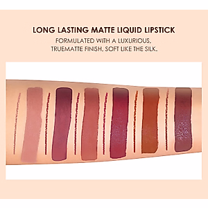 SUMEITANG 12Pcs Lip Liner and Lipstick Makeup Set, 6 Matte Nude Liquid Lip Stick With 6 Matching Smooth Lipliner pencil, All in One Waterproof Long Lasting Lipgloss, Girls&Women Lips Makeup Gift Set