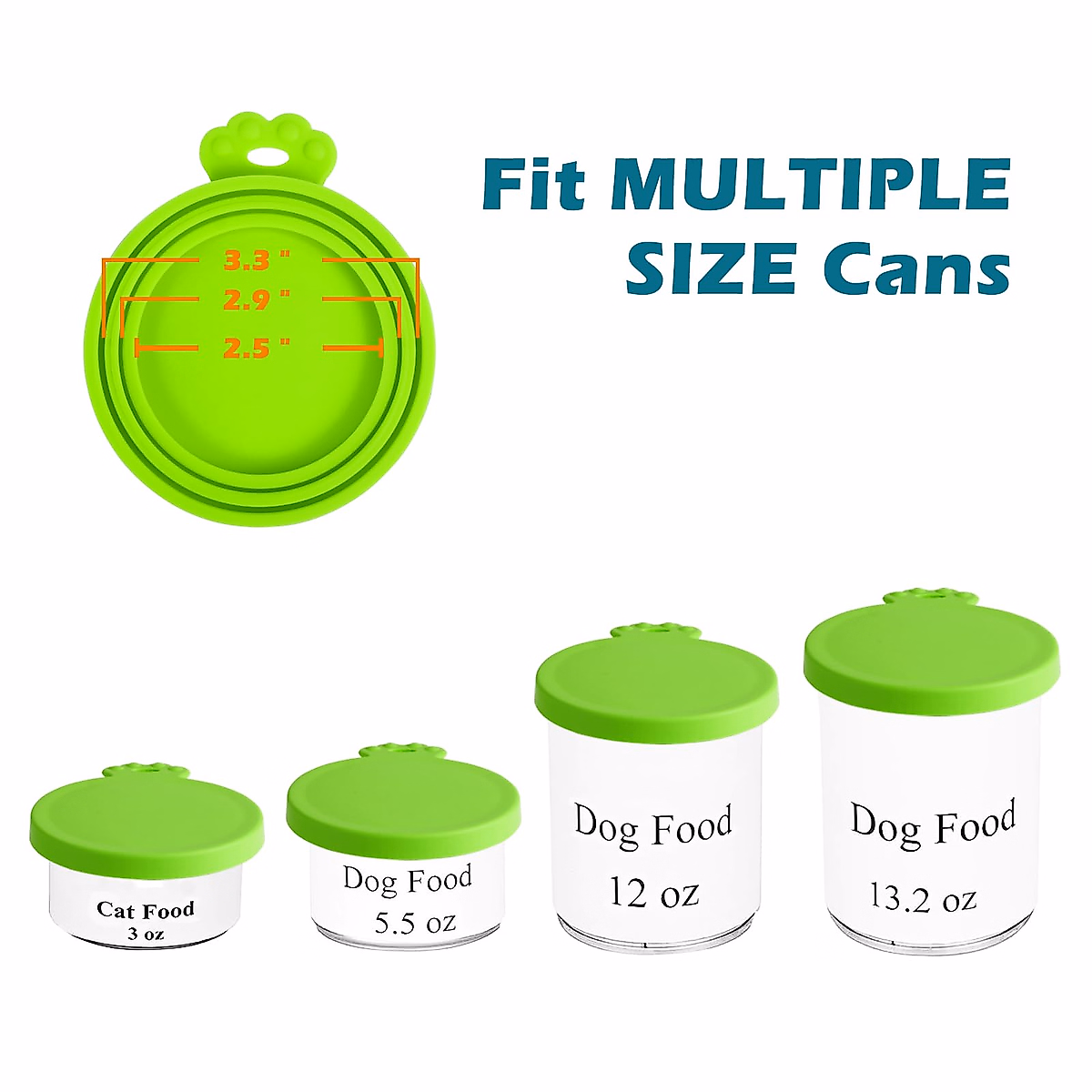 PetBonus 5 Packs Silicone Pet Can Lids, Dog Cat Food Can Cover, Universal Size Can Tops, 1 fit 3 Standard Size Food Cans, BPA Free Dishwasher Safe (Blue, Green, Orange, Pink, Yellow)