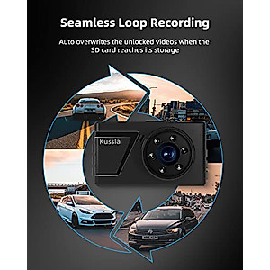 Dash Cam Front, Dash Cam with 32GB SD Card, Kussla 1080P Dash Camera for Cars, Super Night Vision Dashcams for Cars, 170° Wide Angle Dashcam, 3'' IPS Screen, Loop Recording, WDR, G-Sensor