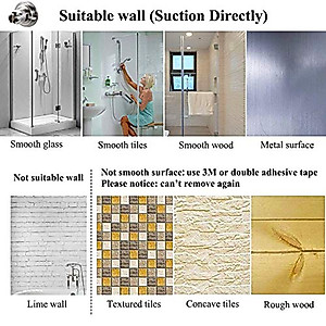 JiePai Suction Cup Shower Head Holder Adhesive,Suction Handheld Shower Head Holder Bracket,Removable Wall Mount Holder for Bathroom,Brushed Nickel