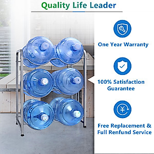 Iococee 5 Gallon Water Bottle Holder, Water jug Holder Rack 3-Tier, Water Cooler Jug Rack for 6 Bottles, 5 Gallon Water Bottle Storage Rack Heavy Duty, with Floor Protection for Home, Office
