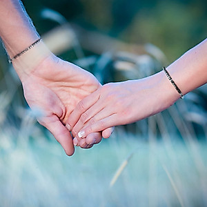 Morse Code Bracelets for Women Men, 2PCS I Love You String Adjustable Matching Bracelets Gifts for Couples Mom Daughter Best Friend Inspirational bracelets with Black Hematite Beads