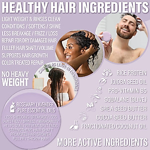 Luxiny Hair Shampoo and Conditioner Set - Sulfate Free Lavender Bars, Made in USA (1 Shampoo Bar 60g, 1 Deep Conditioner Bar 50g)