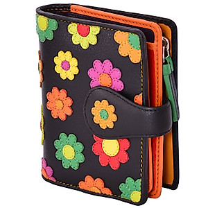 Visconti Sunshine DS-80 Womens Floral Multi Colored Bifold Wallet - Black Multi