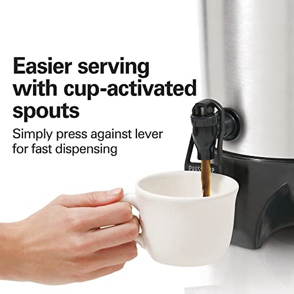 Hamilton Beach 45 Cup Coffee Urn and Hot Beverage Dispenser with Dual Spouts, Silver (40518)
