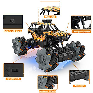 Growsly Remote Control Car Rc Cars, High Speed Monster Trucks for Boys, 1:18 Scale 4WD Toy Trucks, 2.4Ghz All Terrain Off Road Rc Rock Crawler with 2 Rechargeable Batteries and Led Lights