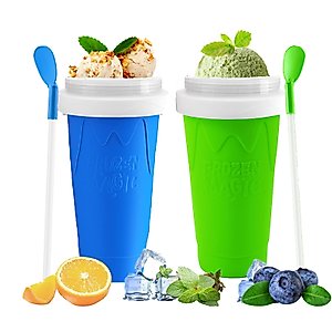 2 Packs Slushie Cup,Slushy Cup,Magic Quick Frozen Smoothies Cup,Portable Double Layer Slushy Maker Cup,Slushie Maker Cup with Straw and Spoon,Gift for Everyone