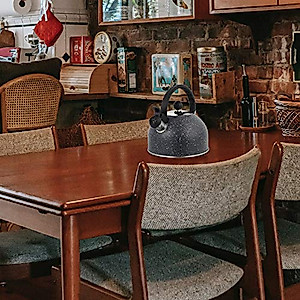 Stovetop Whistling Tea Kettle Teapot Stainless Steel Water Kettle Boiling Kettle with Cool Grip Ergonomic Handle for Home Outdoor Kitchen 2.5L Black teapot (Color : Black)