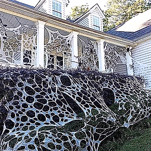 JOYSELLER Spider Web Halloween Decorations Outdoor, Stretchy 450 sqft Halloween Spider Web, Cut-Your-Own Flexible Spider Webbing for Halloween Decor (Spiders Not Included)