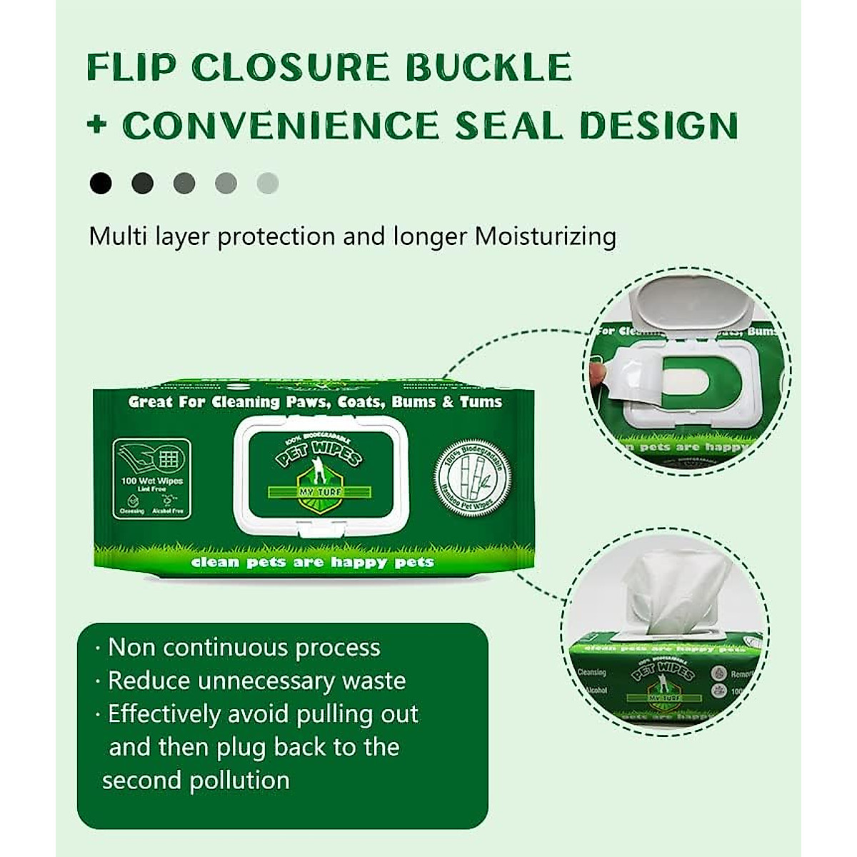 My Turf Unscented Dog Wipes – 100 pcs Pet Wipes for Paw Face Ears and Butt – Cat & Dog Wipes Cleaning – Kitten and Puppy Grooming Bath Wipes 6x8 Inch