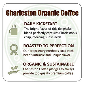 Charleston Coffee Roasters | Specialty Organic Ground Coffee | Hand Picked, Premium Slow Roast (Charleston Organic, Medium Roast) 12oz