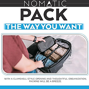 Nomatic Navigator Travel Backpack 32L W/ 9L Built-In Expansion | Anti-Theft Carry-On Size for Travel | 16" Laptop Compartment, Water Resistant Travel Pack, Weekender Bag for Men & Women, Black