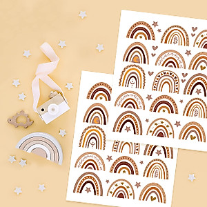 44pcs Boho Small Rainbow Wall Decals for Girls Boys Bedroom Peel Stick - Kids Wall Stickers Playroom Nursery Classroom Daycare Vintage Beige Kids Wall Stickers Playroom Bohemian Removable Wall Decals