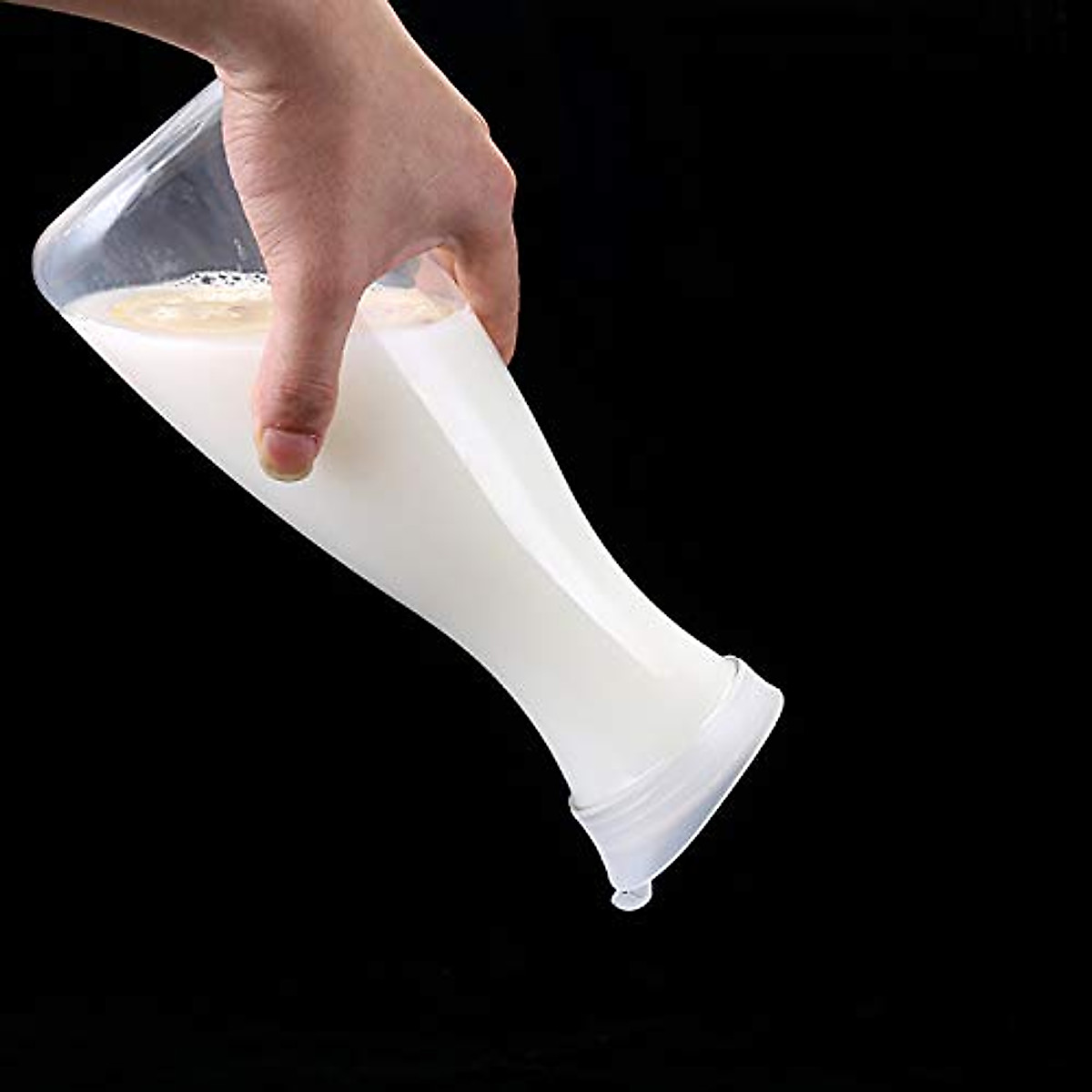 2Pcs Plastic Water Pitcher Clear Juice Containers with Flip Top lids - Narrow Neck for Easy Grip Wide Mouth - Juice carafe for Iced Tea, Powdered Juice, Cold Brew, Mimosa Bar (1550ml / 52.4oz)