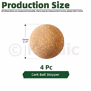 Keadic 4 Pcs Wooden Ball Bottle Plug Stoppers Set Natural Soft Reusable Wood Cork Plugs Replacement for Wine Decanter Carafe Bottle (2.1 Inch/ 5.5 cm)