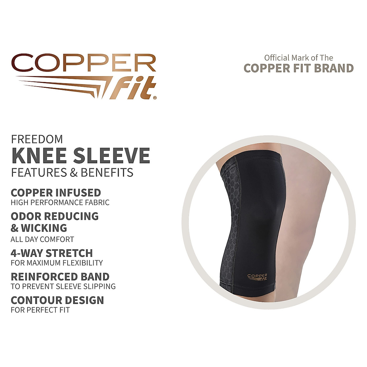 Copper Fit Unisex-Adult's Freedom Knee Compression Sleeve, black, X-Large