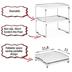 ums Plastic Kitchen Cabinet Shelf organizer- stackable, useable for your spice, fridge, shelf, freezer, pantry (28X30 cm) (Pack of 2)