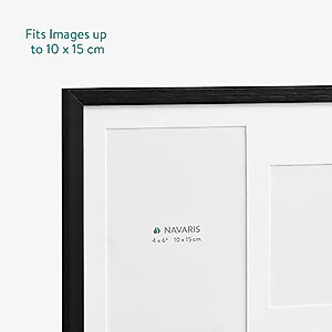 Navaris Picture Frame for 3 Photos - Collage Photo Frame for Wall - Multi Aperture Wall Hanging 3-Photo or Postcard Frame for 6x4 (10x15cm) Pictures