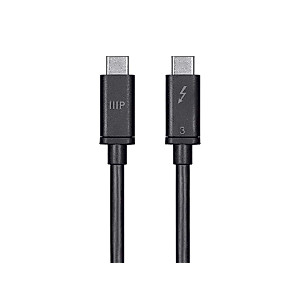 Monoprice USB & Lightning Cable - 0.5 Meter - Black | C18004GK Thunderbolt 3 (40 Gbps) USB-C Cable, Supports Data and Video Dual 4K@60Hz or 5K@60Hz Video Single-Cable Docking with Notebook Charging