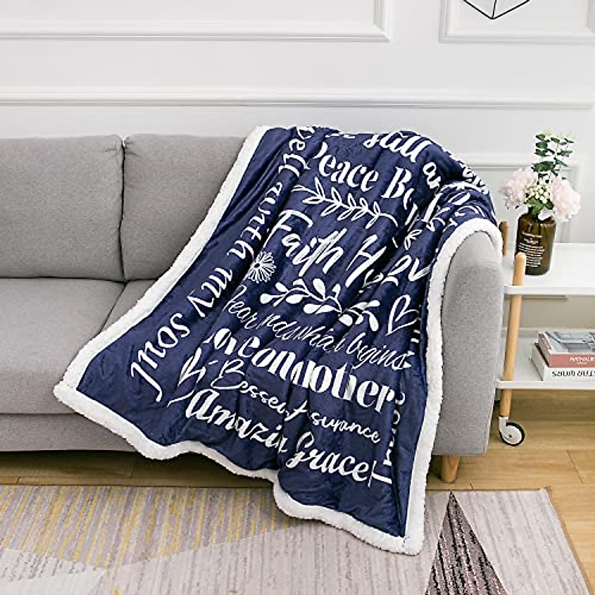 Christian Throw Blanket Religious Gifts - Inspirational Fluffy Blankets with Faith Hope Love Messages for Christian Gifts for Women | Snuggly Soft and Cozy Blanket Christian Decor | 50" X 60"