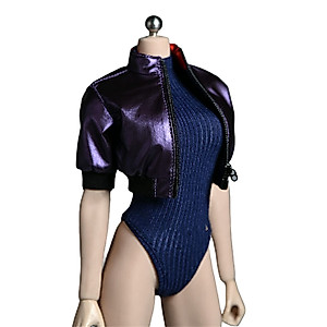 1/6 Scale Female Figure Clothes,Girl Jacket Coat Costum Clothing for 12inch PH TBL Action Figure Body (Purple Jacket)