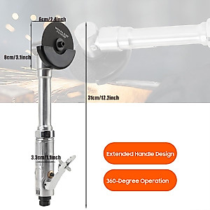 EODSAD Pneumatic Air Cut Off Tool Angle Grinder Tool 1/4 Air Die Grinder Kit 3 inch Extended Reach Air Cut Off Tool with 5 inch Extra Reach 18000 Rpm 180 Degree Mill Engraving Tool