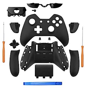 Cusstally Black Controller Housing Shell Full Set Faceplates Buttons for with The 3.5 mm Headset shell kit with 3.5 port
