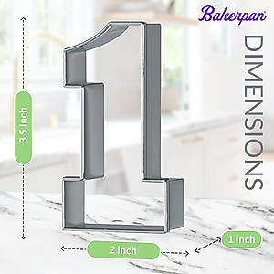 Bakerpan Stainless Steel Number 1 Cookie Cutter, Cookie Cutter Number One Shapes, 3 1/2 Inch - Set of 2