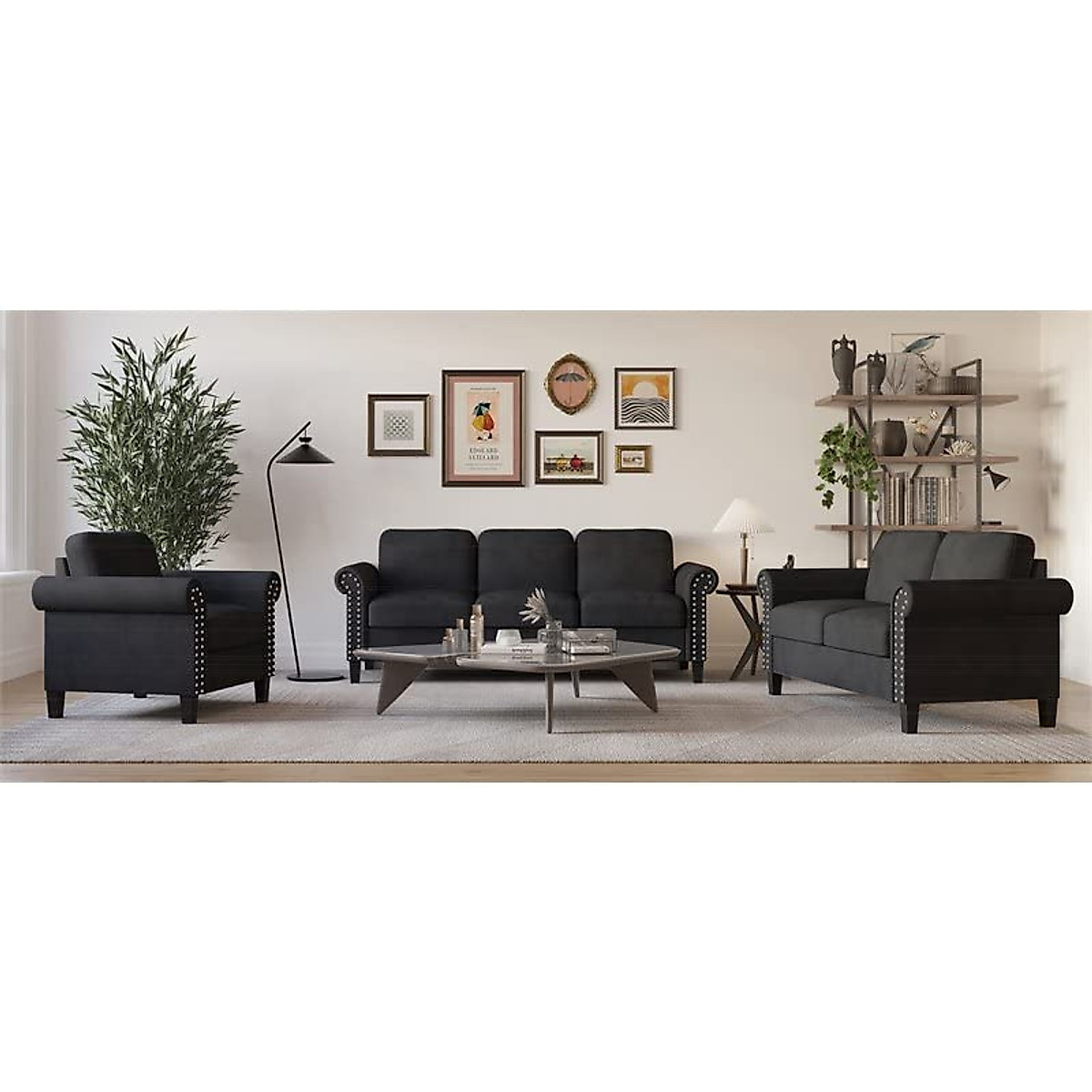 New Classic Furniture Alani Sofas and Couches, Loveseat, Black
