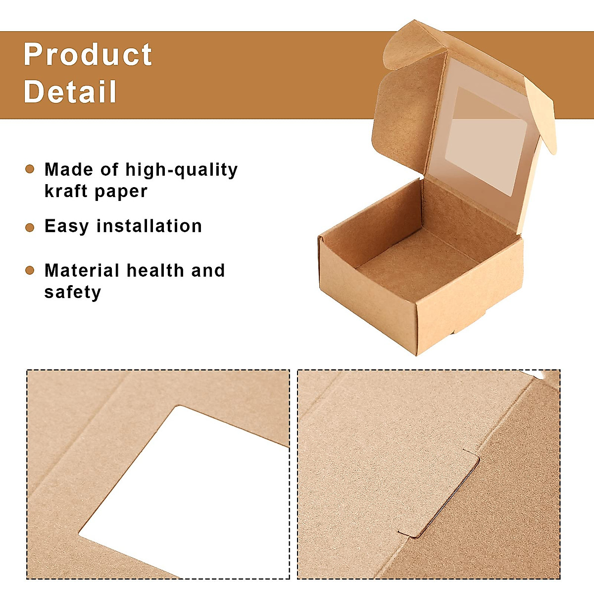 Zonon 30 Pieces Mini Kraft Paper Box with Window Soap Packaging Boxes Present Packaging Box Treat Box for Homemade Soap Favor Treat Bakery Candy (Brown,2.56 x 2.56 x 1.18 Inch)