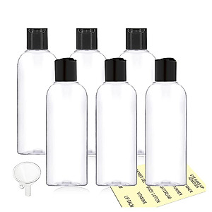 YICTEK 3.4 Oz Clear Empty Travel Bottles with Disc Cap 6 Pcs, 100ml TSA Transparent Plastic Travel Size Bottles and Refillable Travel Containers for Shampoo and Lotion
