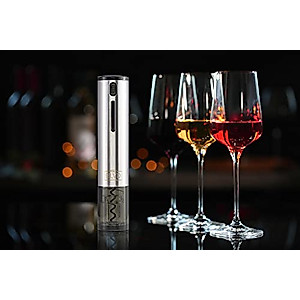 Electric Wine Bottle Opener by M&R Blvd. - Deluxe Rechargeable Stainless Steel Electric Corkscrew, USB Charging Cable - Premium Bar Accessory & Wine Gift