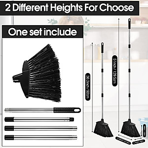 10 Pack Heavy Duty Broom Bulk, Outdoor Indoor Broom Commercial Angle Broom with Adjustable Long Handle Stiff Bristles Broom with 47 Inch Broomstick for Home Kitchen Office Patio Lobby Floor Sweeping