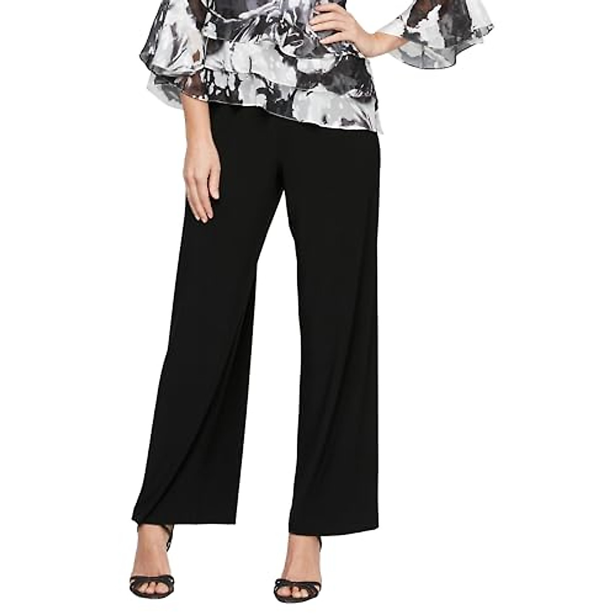 Alex Evenings Women's Straight Leg Dress Pant (Petite Regular Plus Sizes), Solid Black, MP