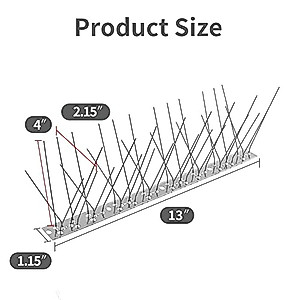Recie 40 Feet Bird Spikes for Pigeons Small Birds, Premium Stainless Steel Bird Deterrent Spikes, Strong Flexible Anti Bird Spikes to Keep Birds Away (37 Pack - Unassembled)