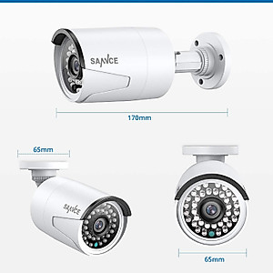 SANNCE 5MP PoE IP Security Camera for PoE NVR, 2Pcs Outdoor Weatherproof Cameras with Smart IR LEDs, Night Vision, Motion Detection, One-Way Audio, Compatible with Alexa
