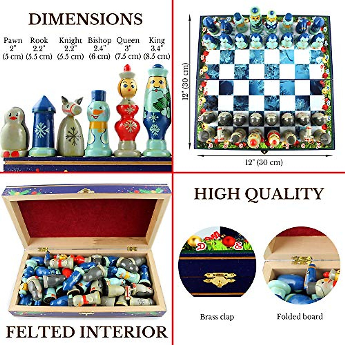 Chess for Kids - Christmas Chess Board for Kids - Childrens Games - Wizard Chess Set for Kids