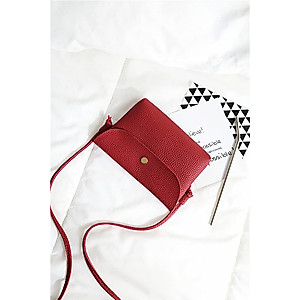 PKSANIT Women's Cross Body Bag, PU Leather Small Square Bag for Women, Shoulder Bag Diagonal Messenger Handbag (Red)