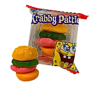 Krabby Patty Gummy Candy | Sponge Bob Individually Wrapped Burger Shaped Pattie | Basket Stuffer Birthday Party Favor Gift Valentine Candy Easter - Plus Muchai Box (Large Bag)
