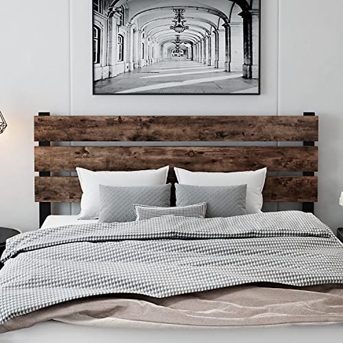 Keureedg Headboard Only Wooden Headboard with Metal Slats, Stable Structure and Easy to Assemble, Twin XL/Queen/King (King)