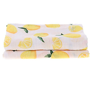 KODORIA Muslin Swaddle Square Blankets Baby Receiving Blanket Wrap Swaddle Towel for Girl Shower Gift - Lemon